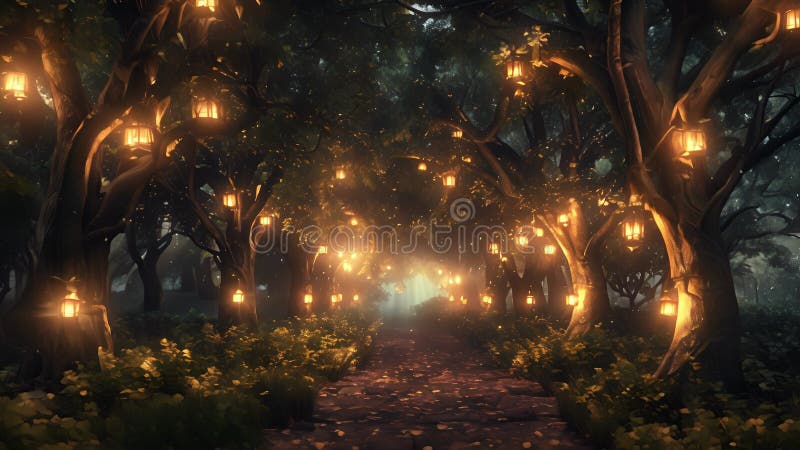 A Canopy of Trees Shades the Forest Floor from the Night Sky Broken ...