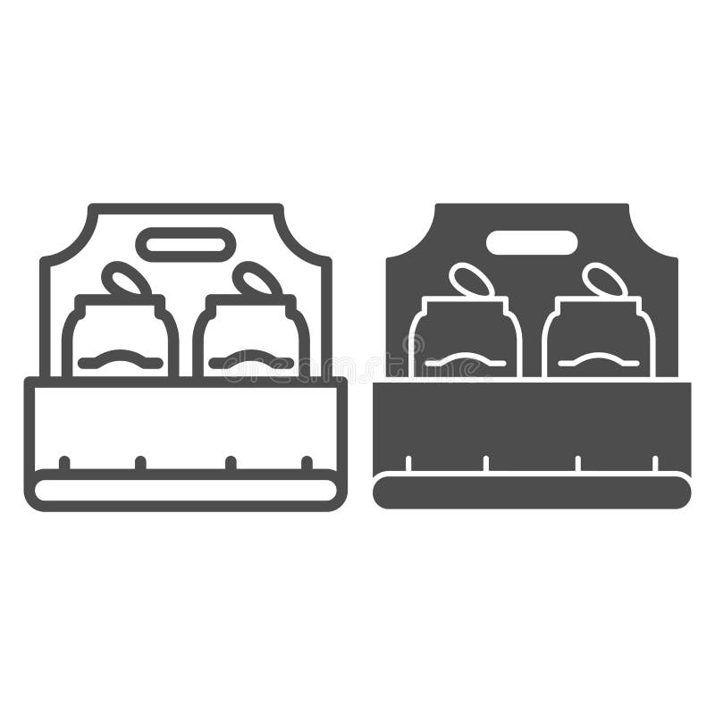 Cans of Beer in Box Line and Solid Icon, Beverage Concept, Case of Beer with Two Can Sign on ...