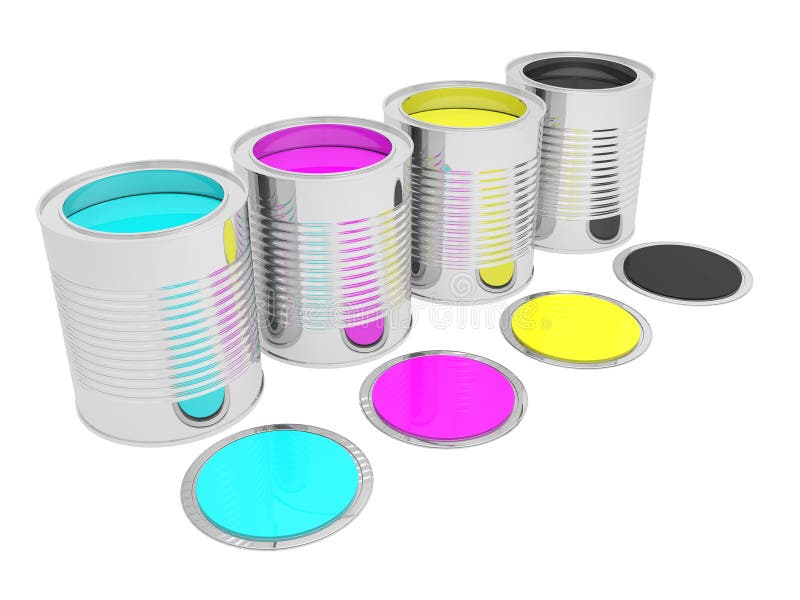 Cans with color paint stock illustration. Illustration of guide - 40917389