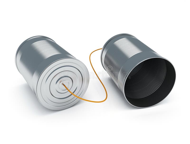 Tin Cans To Listening or Talking Together. Can Phone. Communication ...