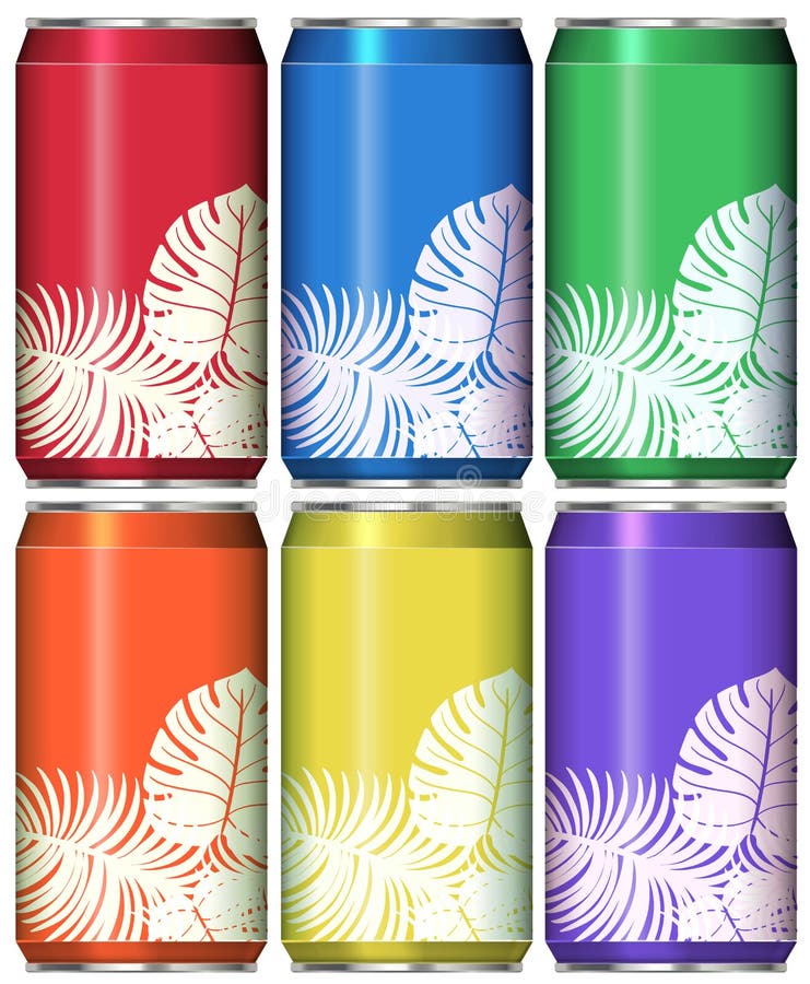 Cans with Leaves on Different Color Background Stock Vector ...