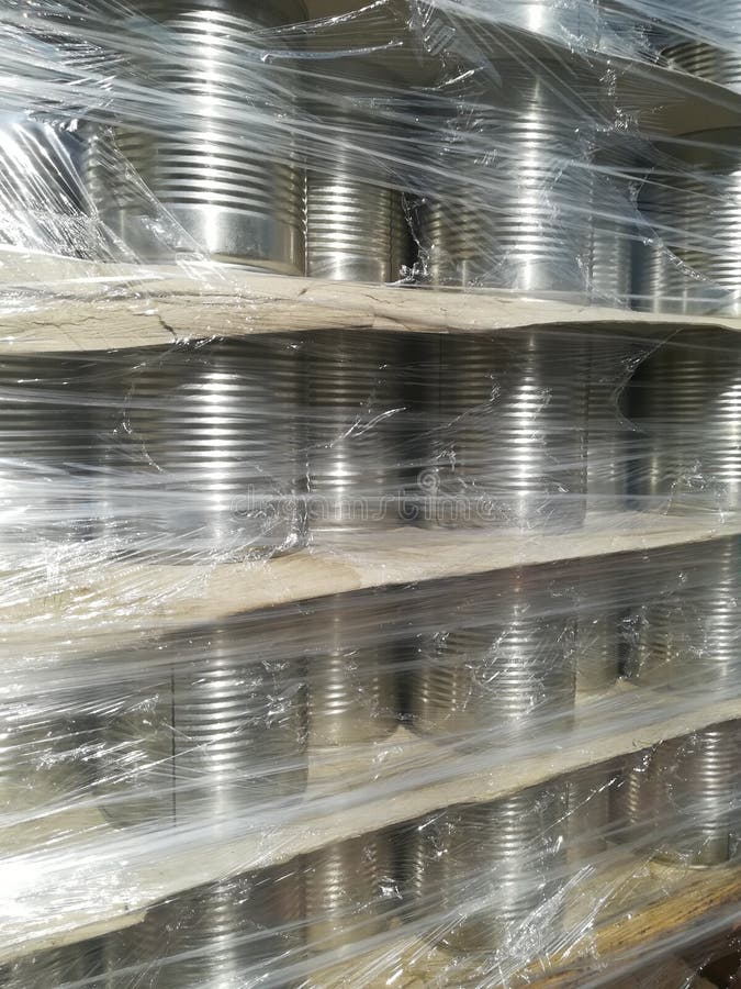 Cans palletized stock image. Image of cans, warehouse - 98490677