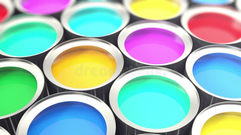 Row of Open Paint Cans Dripping Blue and White Paint Stock Video ...