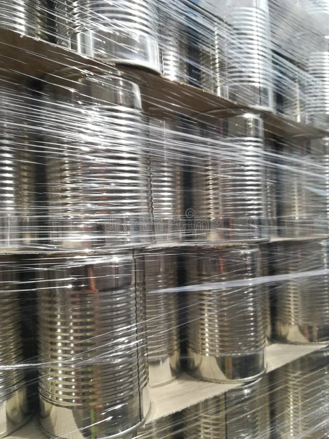 Cans palletized stock image. Image of cans, warehouse - 98490677