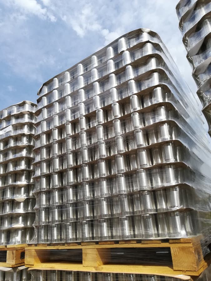 Cans palletized stock photo. Image of pallet, facade - 98508202