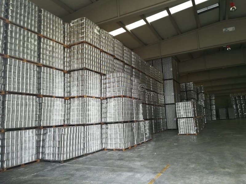 Cans palletized stock image. Image of cans, warehouse - 98490677