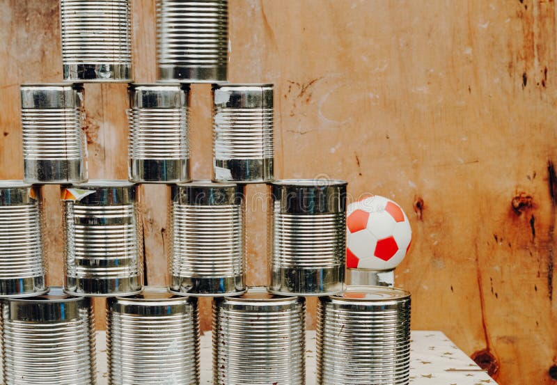 Cans shoot at a funfair stock photo. Image of fortune - 128013352