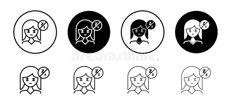 Cant Fall Asleep Vector Icon Set Collection. Cant Fall Asleep Outline ...