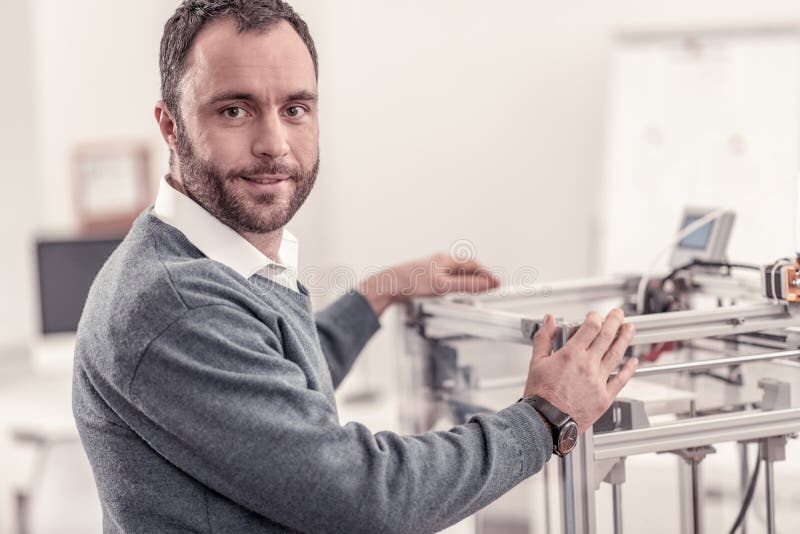 Pleasant Man Waiting when His Model Being Ready Stock Photo - Image of ...