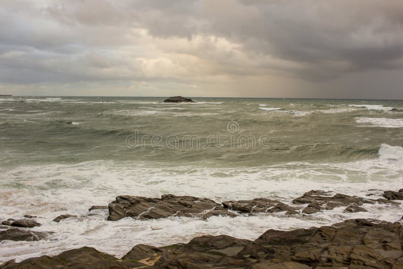 The Cantabrian Sea is Rough Stock Image - Image of light, seascape ...