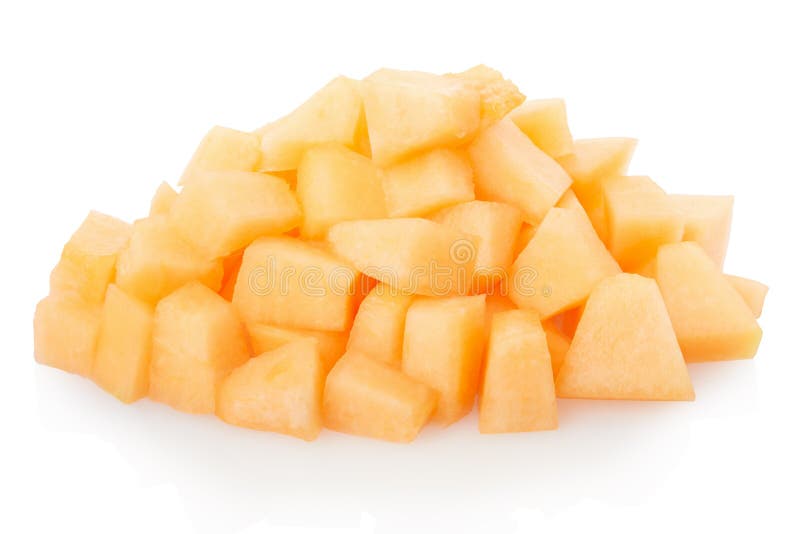 Cantaloupe Melon Chunks on White Stock Image - Image of dessert, pieces ...