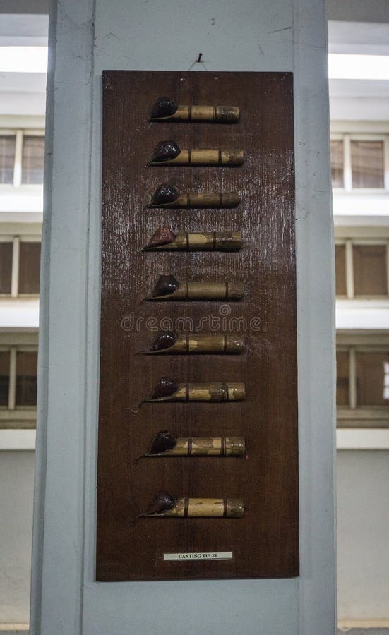 Bamboo Canting Filling with Hot Wax for Drawing Batik Pattern Displayed ...