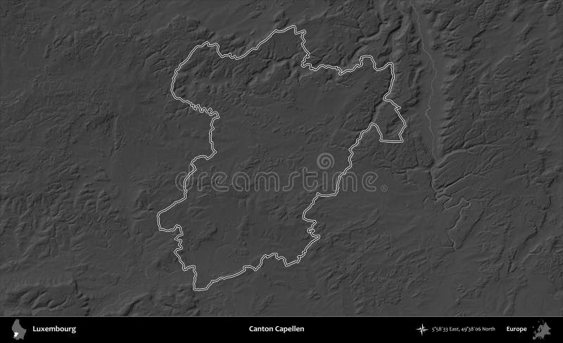 Canton Capellen Outlined, Luxembourg. Grayscale Stock Illustration ...