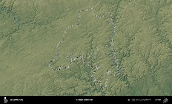 Canton Clervaux Outlined, Luxembourg. Physical Stock Illustration ...