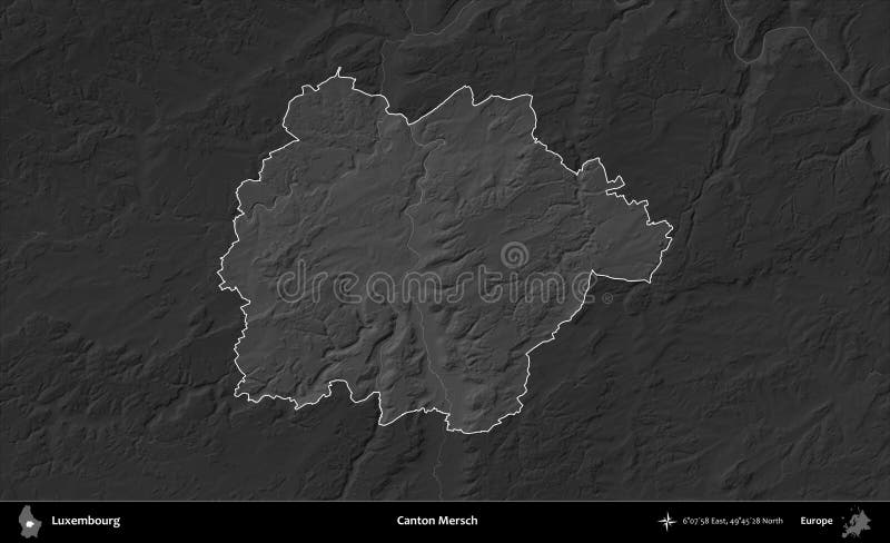 Canton Mersch Highlighted, Luxembourg. Grayscale Stock Illustration ...