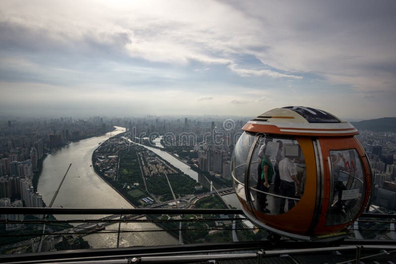 Canton tower ferris wheel editorial stock image. Image of sightseeing ...