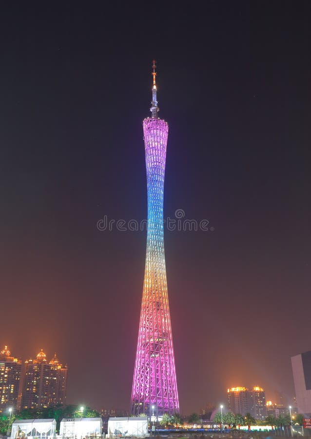 Canton Tower Night Cityscape Guangzhou China. Editorial Photography ...