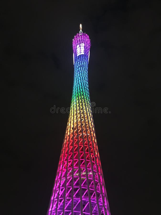 Canton tower at night editorial stock image. Image of china - 136332844
