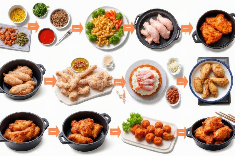 Cantonese Chicken Dish Cooking Procedure Stock Illustration ...