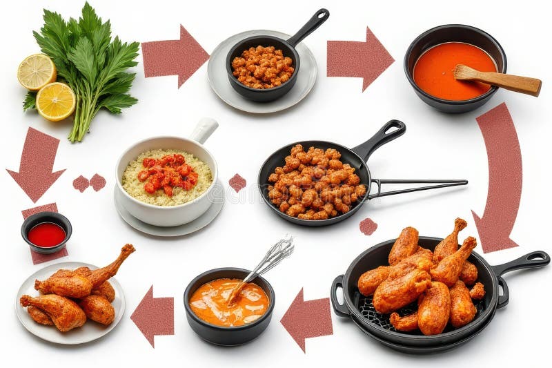 Cantonese Chicken Dish Cooking Steps Stock Illustration - Illustration ...