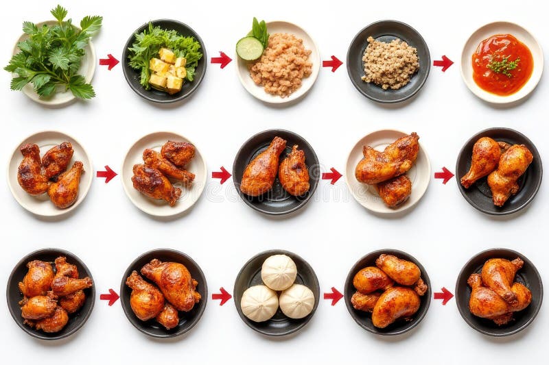 Cantonese Chicken Dish Recipe and Cooking Steps Stock Illustration ...