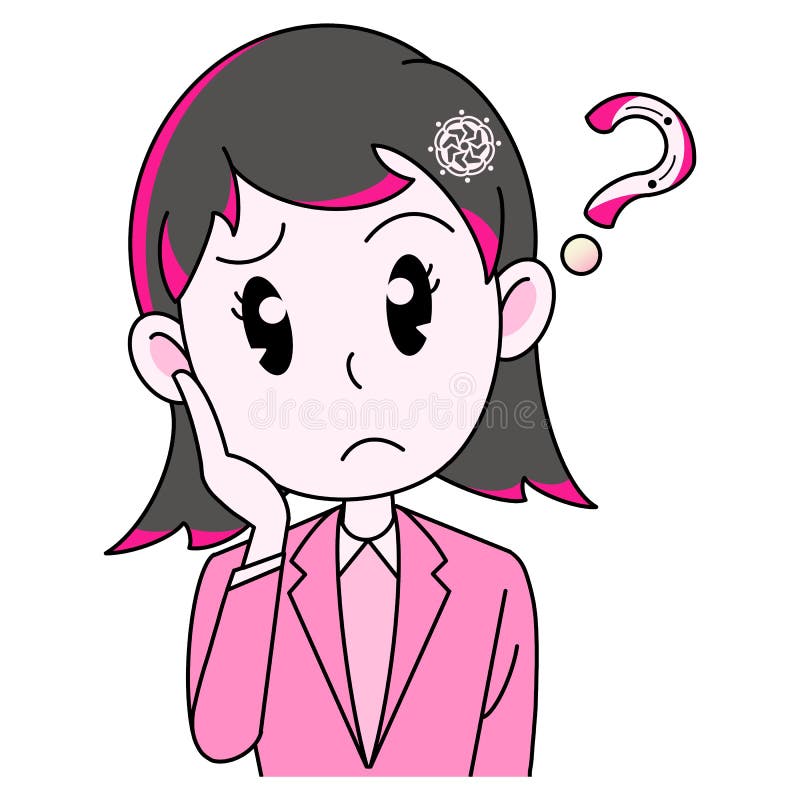 Cute Girl and Questions stock illustration. Illustration of business ...