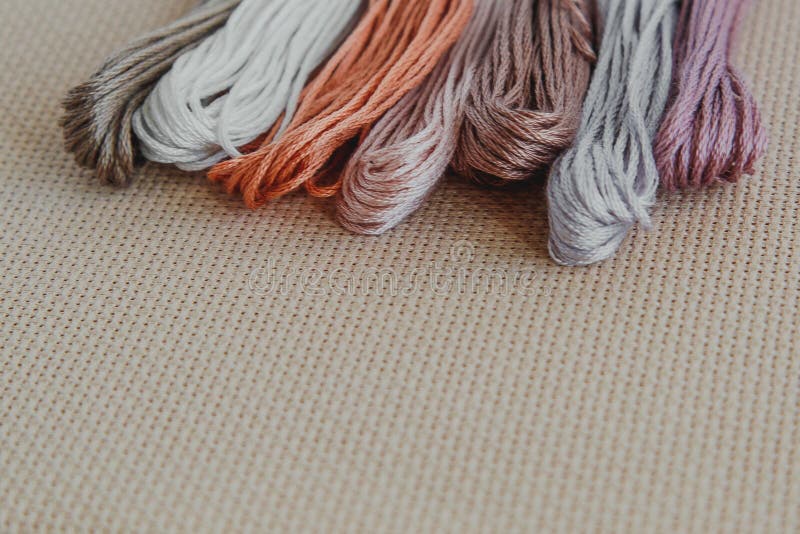 Canva Aida Beige and Multi-colored Thread Mouline Thread, Cross-stitch ...
