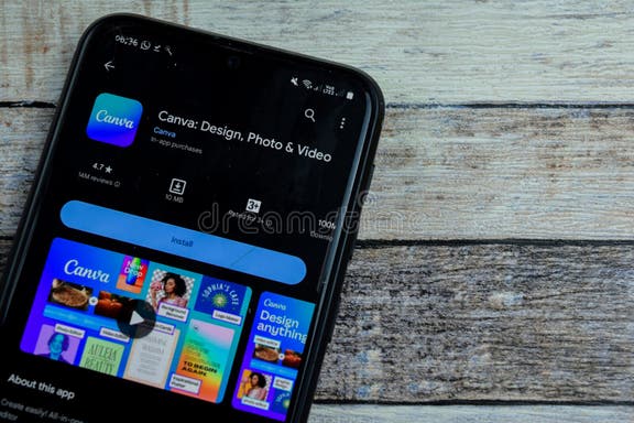 Canva Application on Smartphone Screen. Canva is a Freeware Web Browser ...