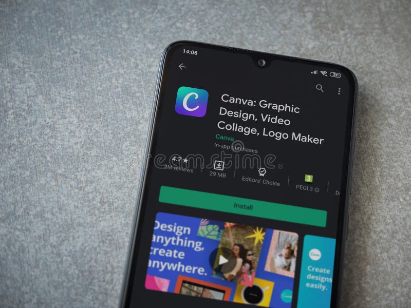Canva - Graphic Design App Play Store Page on a Smartphone on Ceramic ... Canva - Graphic Design App Play Store Page on a Smartphone on Ceramic ...