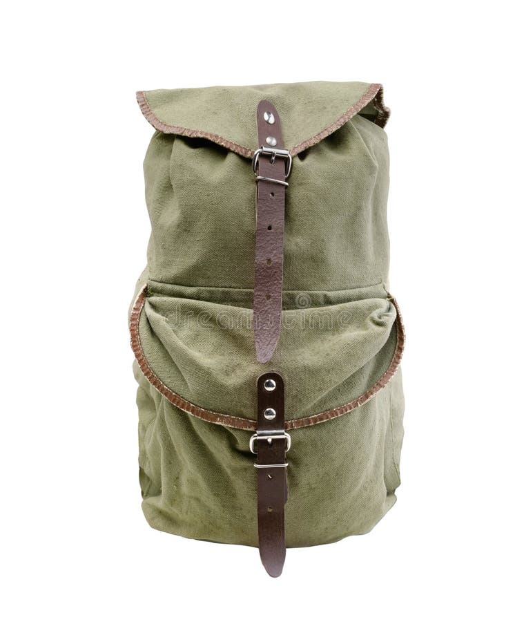 Canvas Backpack Isolated on White Stock Image - Image of canvas ...
