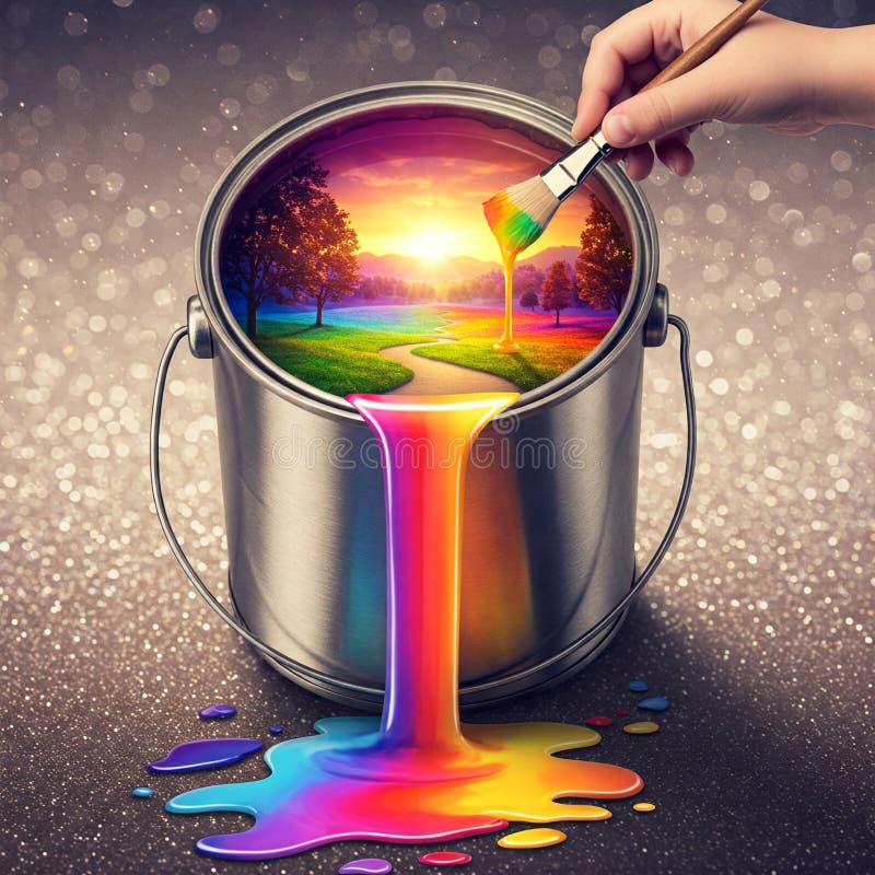 Canvas Can: the Overflowing Landscape Stock Illustration - Illustration ...