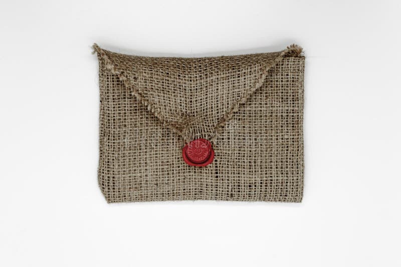 Canvas Envelope Sealed with Red Wax and Isolated on White Background ...