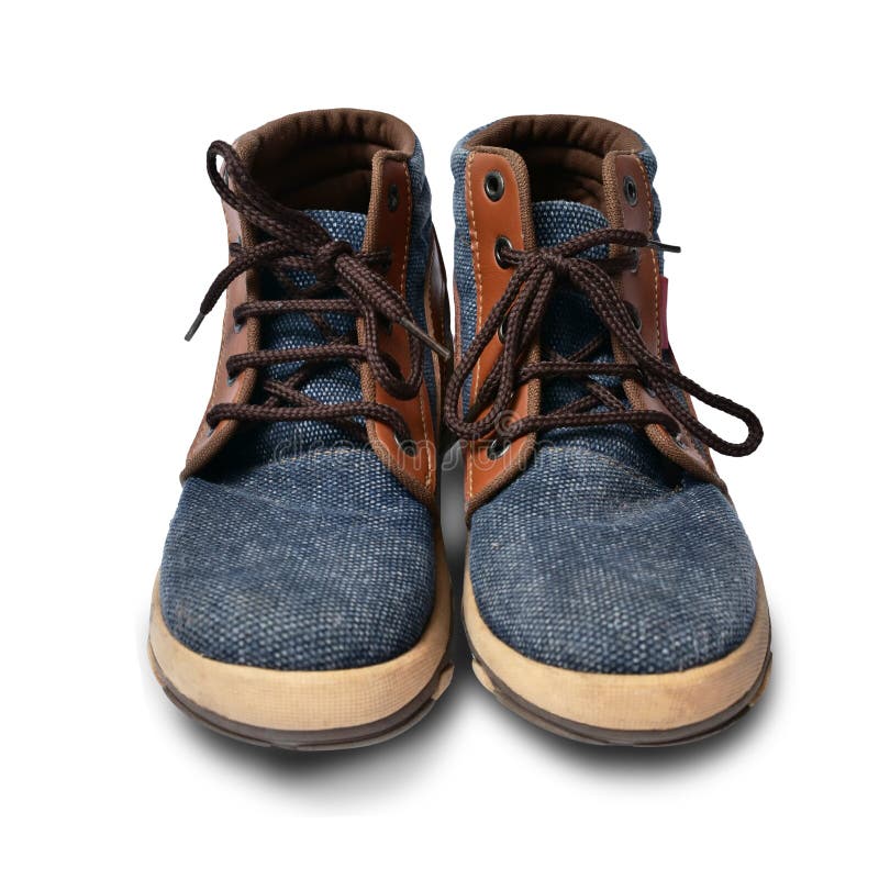 Canvas Fabric and Leather Boot Shoes, Cut Out Isolated Stock Image ...