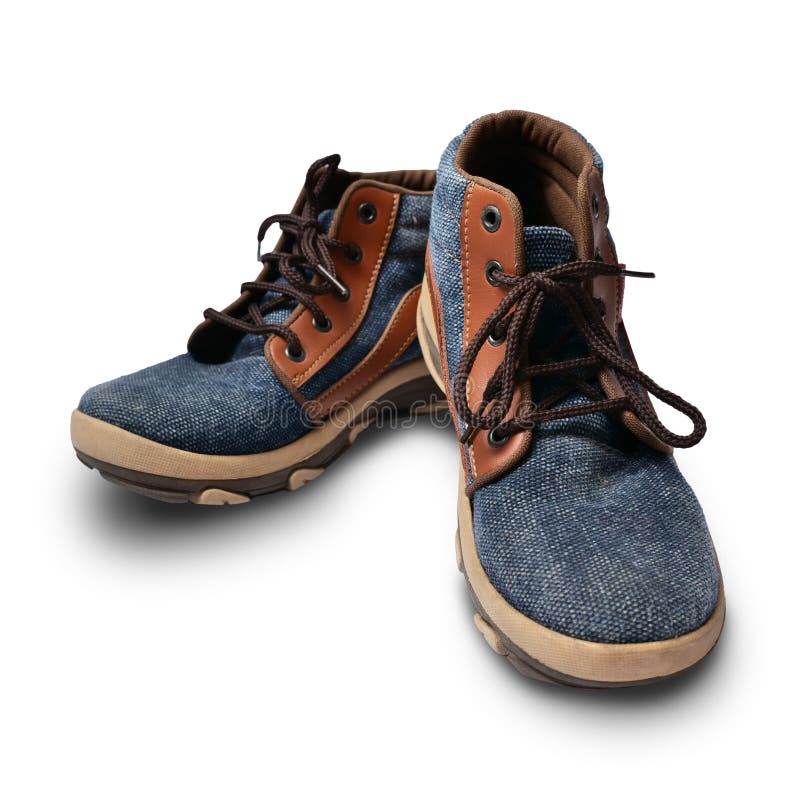 Canvas Fabric and Leather Boot Shoes, Cut Out Isolated Stock Photo ...