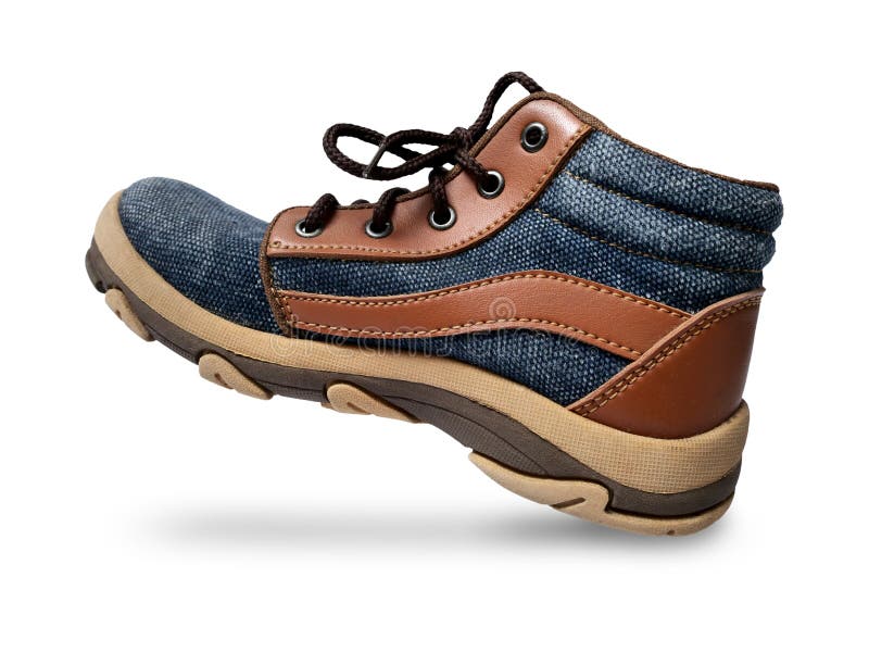 Canvas Fabric and Leather Boot Shoes, Cut Out Isolated on White Stock ...