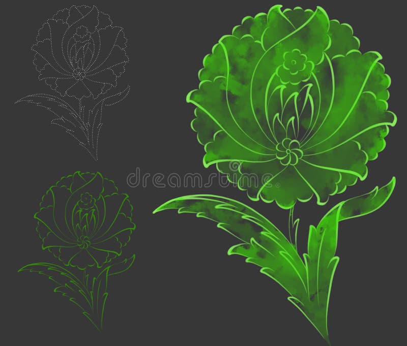 Canvas Floral Graphic Design. Traditional Flower Stock Illustration ...
