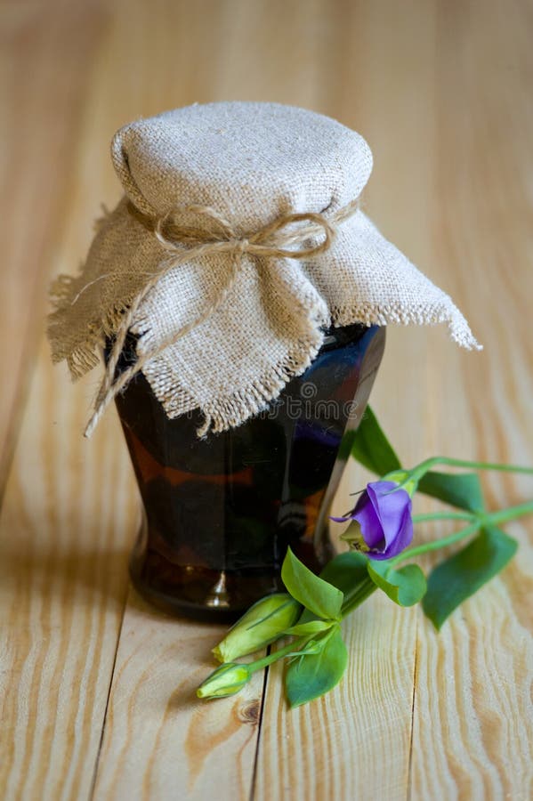 Decorated Jam Pot with Walnut Jam Stock Image - Image of glass, green ...