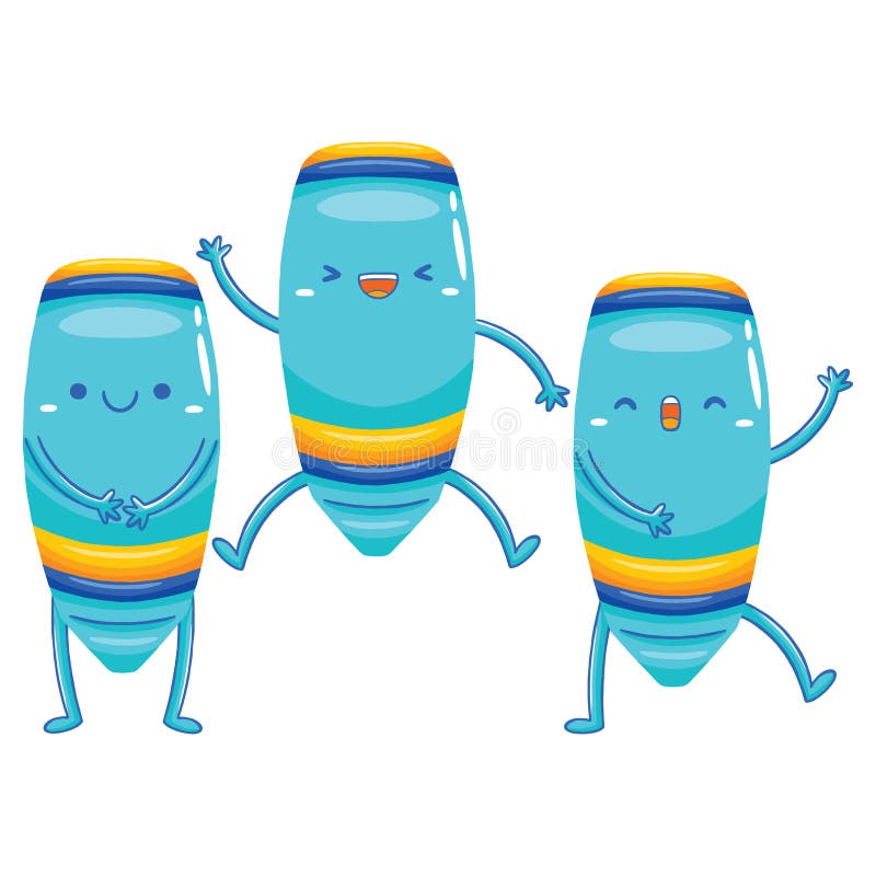 Crayon Mascot Character in Flat Cartoon Style Stock Vector ...