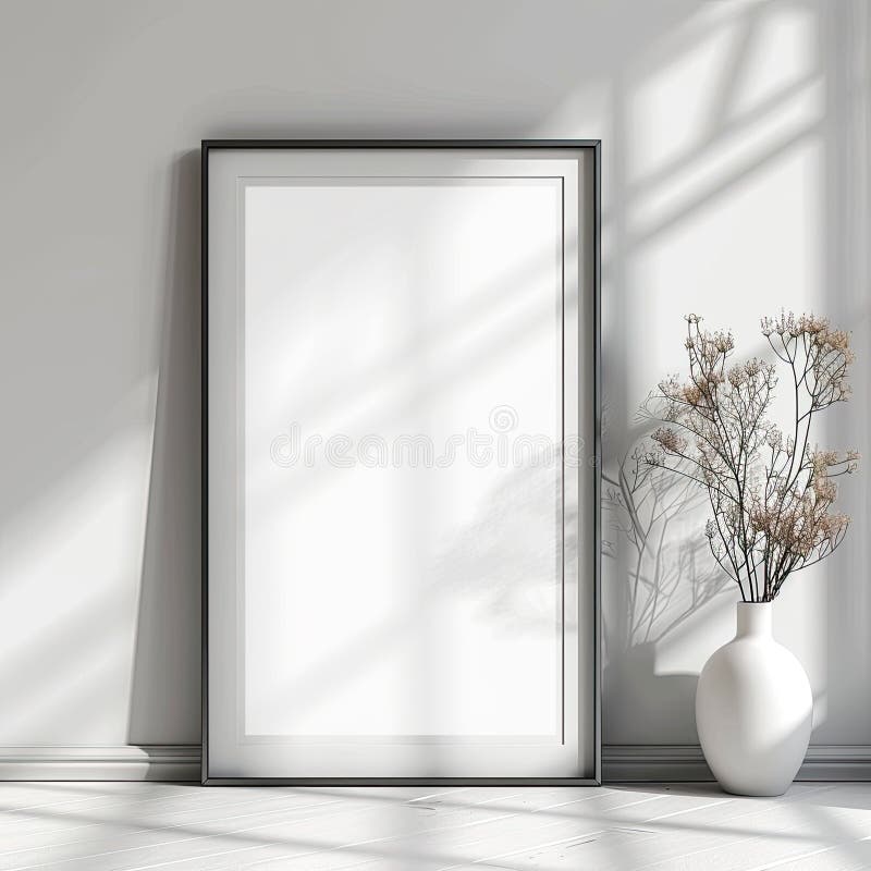 Canvas Mock-up, Vertical Wooden Framed Poster Mockup, Stock Photo ...