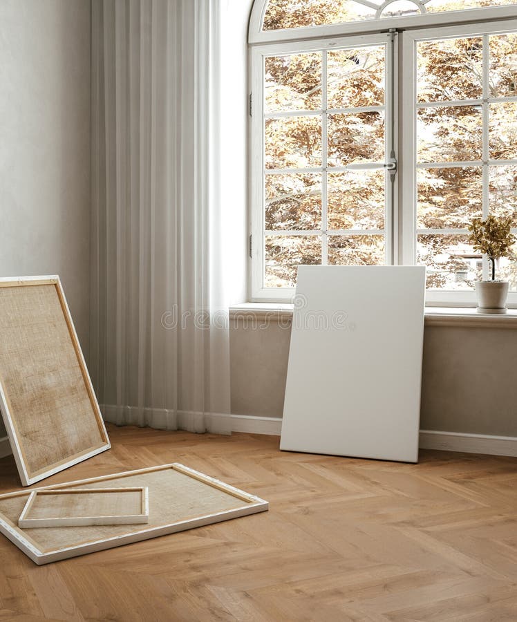 Canvas Mockup in Art Studio Stock Illustration - Illustration of modern ...