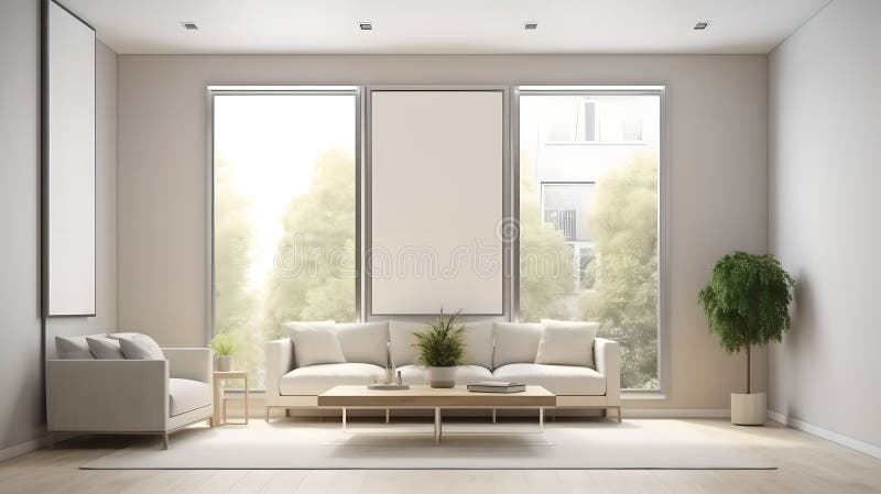 Canvas Mockup Living Room Render Generative Art Stock Illustration ...