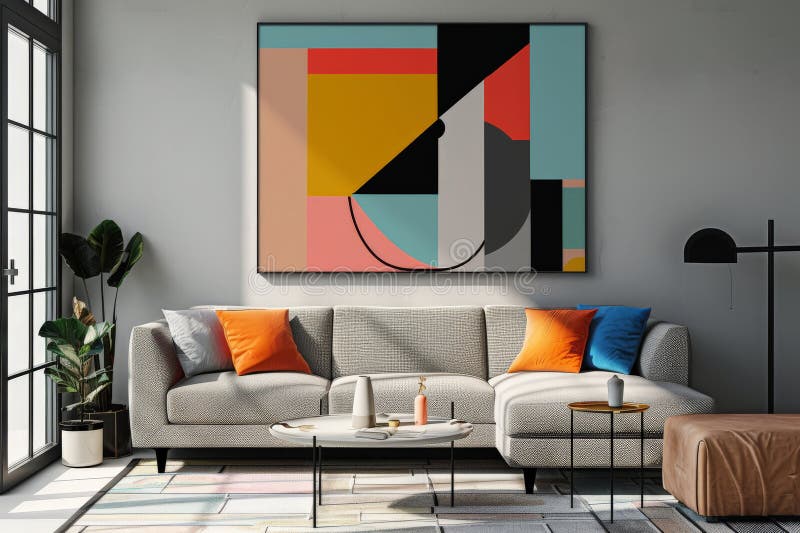 Canvas Poster with Geometric Shapes in Bold, Contrasting Colors ...