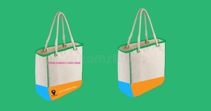 Canvas Tote Bag Unique Style Rope Handle Stock Vector - Illustration of ...