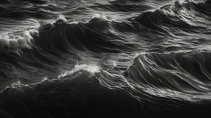 A Canvas of Undulating Waves Painted in Shades of Black and White ...