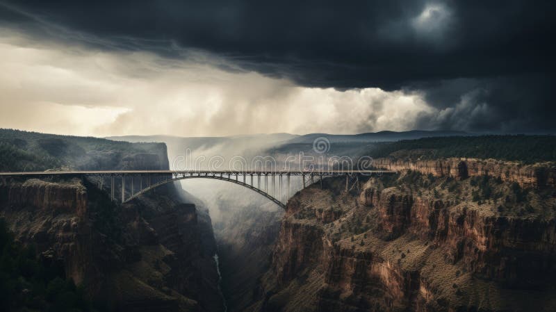 Canyon Bridge Background with Deep Gorge View Stock Illustration ...