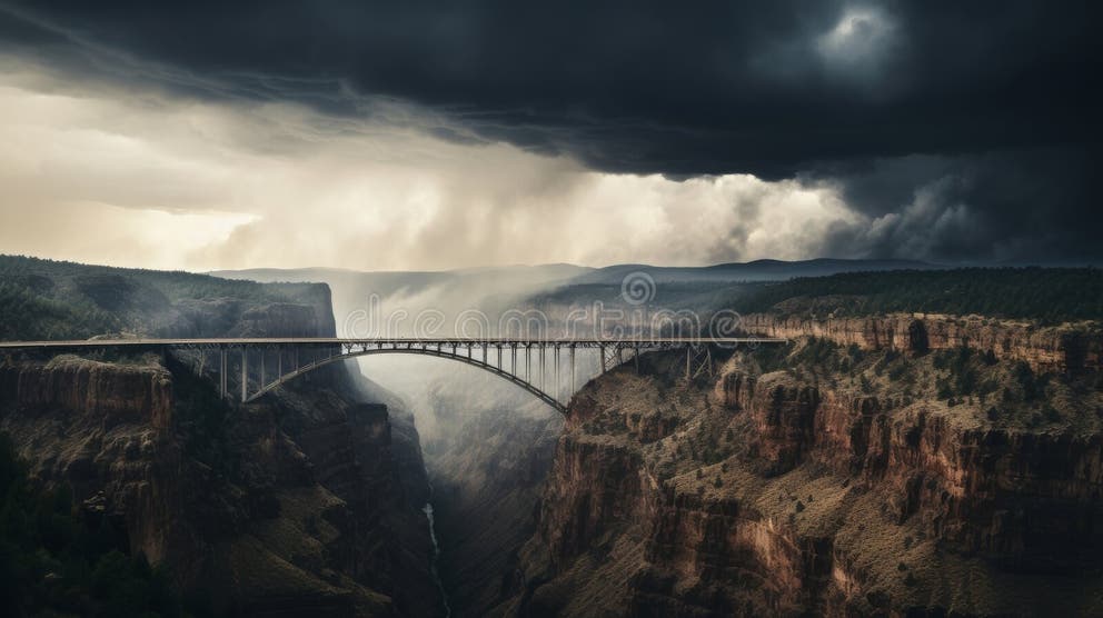 Canyon Bridge Background with Deep Gorge View Stock Illustration ...