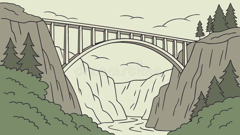Canyon Bridge Landscape View, Vector Design Generative AI Stock ...