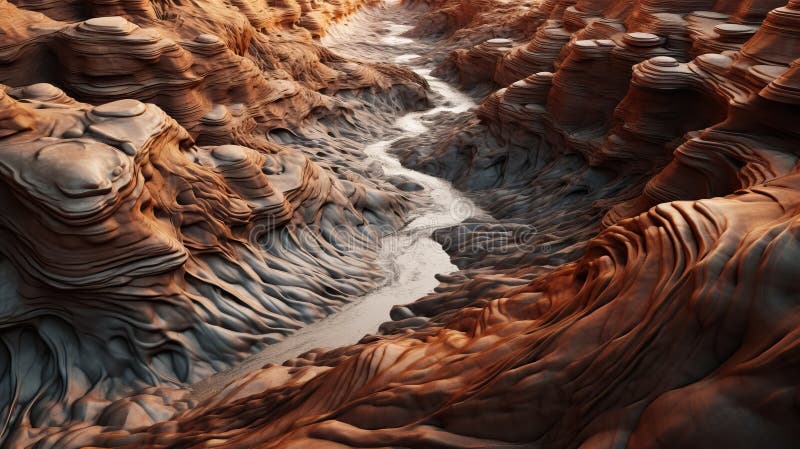 Abstract Vray Tracing: Canyon Textures with Rocks in the Distance Stock ...