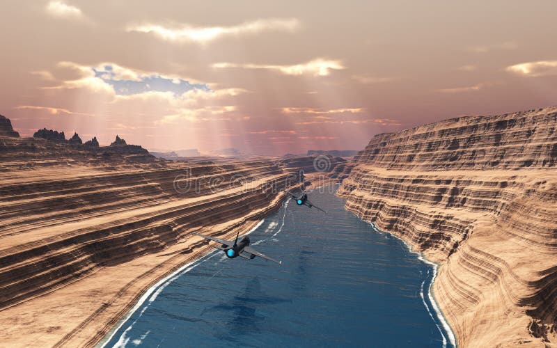 Canyon Fly stock illustration. Illustration of blue, jetplane - 27722467