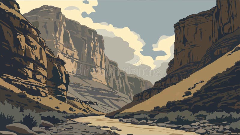 Canyon Landscape with Cliffs, Dramatic Geological Formation Vector ...